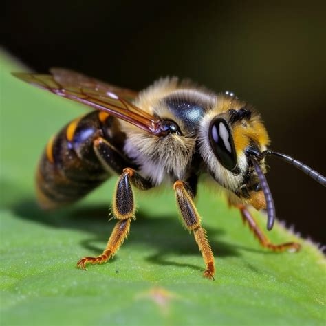 Premium Photo Closeup On A Male European Wool Carder Bee