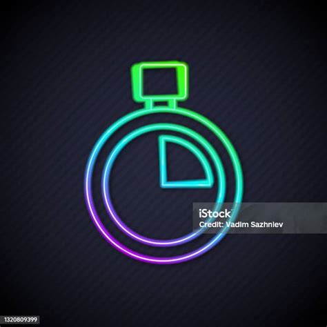 검은 색 배경에 고립 된 빛나는 네온 라인 스톱 워치 아이콘 시간 타이머 기호입니다 크로노미터 기호 벡터 2 위 상 종류에 대한 스톡 벡터 아트 및 기타 이미지 Istock