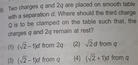 [answered] 35 Two Charges Q And 2q Are Placed On Smooth Table With A