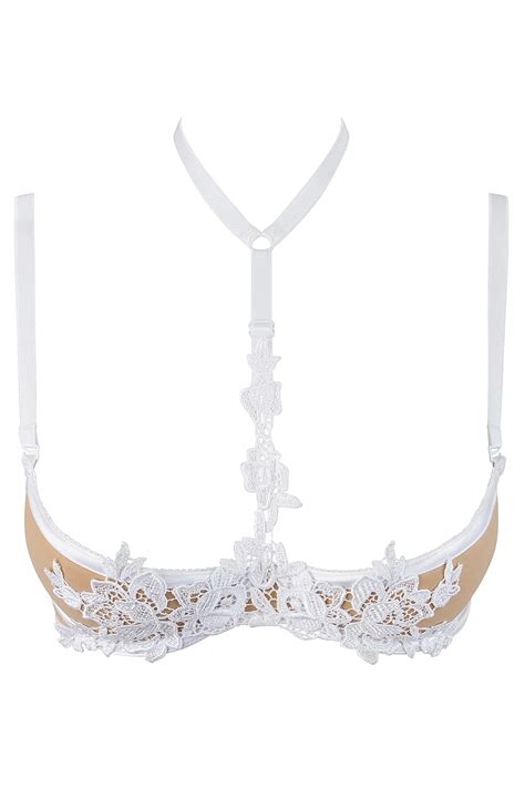 Axami Sexy Half Bra With Open Cups Embroidered V 9641 White White