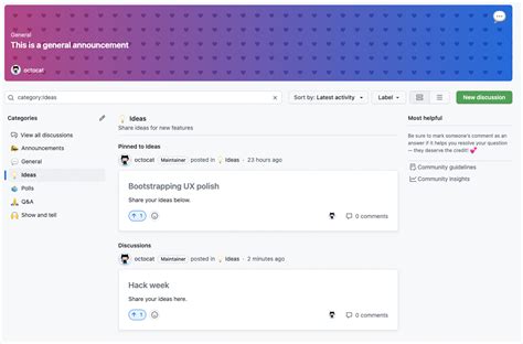 管理讨论 GitHub 文档