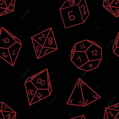 Dicethemed Seamless Pattern Featuring D4 D6 D8 D10 D12 And D20 Vector Flat D12 Cube Png And