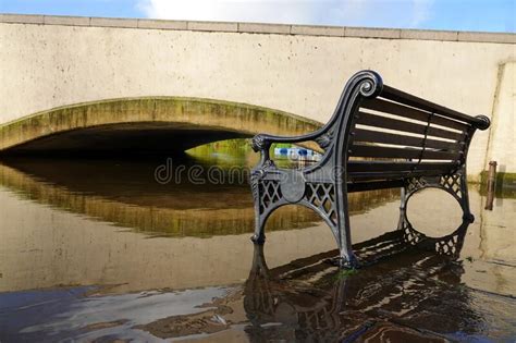 Bench Seat By Flooded River Stock Photo Image Of Flooded Dorset