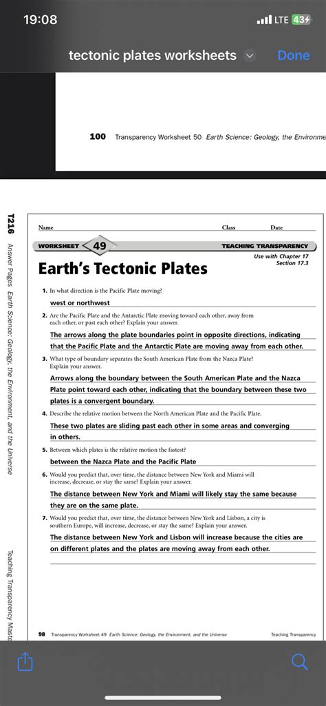 Lte Tectonic Plates Worksheets Studyx