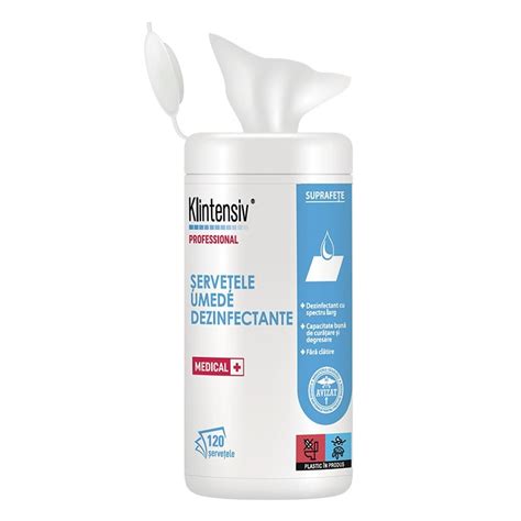 KLINTENSIV Servetele Umede Dezinfectante Pentru Suprafete TUB 120