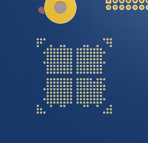 Bottom Plane Pattern Of Vias Within Fpga Footprint On Eight Layer Pcb