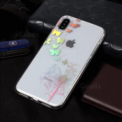 Dandelion Butterfly Pattern Bright Color Laser Soft Tpu Case For Iphone