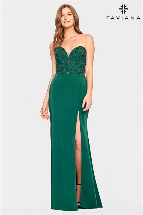 Corset Sweetheart Neckline Long Dress With Applique Bodice Faviana