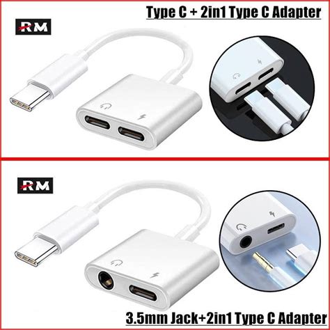 【charging Music 2 In1】type C To 3 5mm Jack And Type C Adapter Usb C
