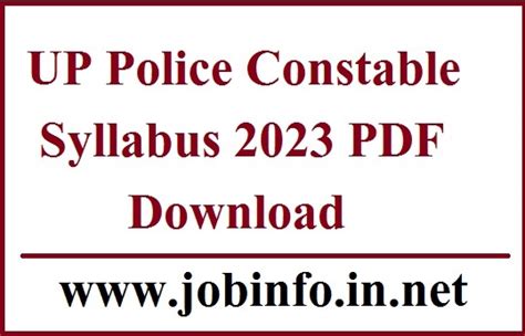Up Police Constable Syllabus 2023 Pdf Download