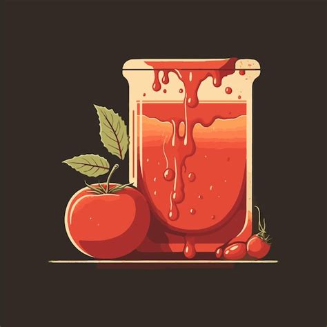 Premium Vector Red Tomato Fresh Juice Glass With Whole Sliced Tomato