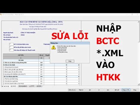 H Ng D N S A L I Khi Nh P File Xml Bctc Misa V O Htkk B L I C U Tr C T Khai Kh Ng H P L