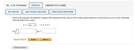 Solved Write And Evaluate The Definite Integral That Chegg