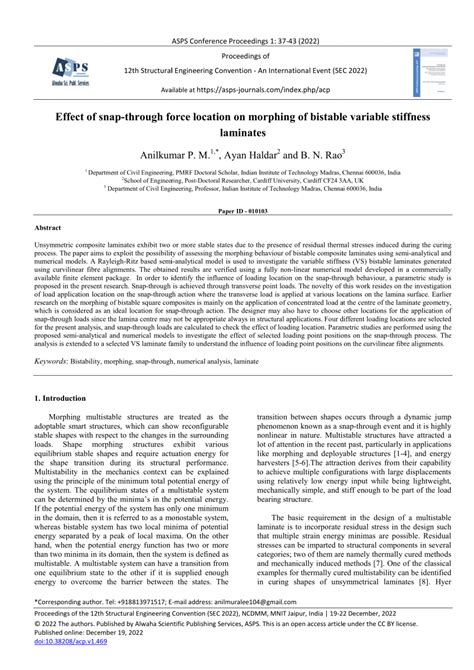 PDF Effect Of Snap Through Force Location On Morphing Of Bistable