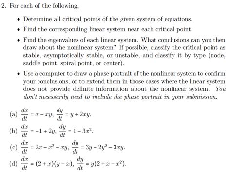 Solved For Each Of The Following Determine All Critical Chegg