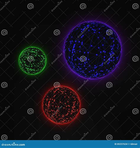 Sphere With Connected Lines And Dots Wireframe Mesh Polygonal Element