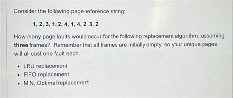 solved consider the following page reference string 1 2