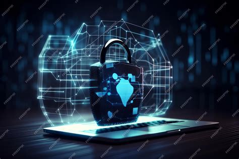 Premium Photo Abstract Cyberattack Block Concept With Shield And Lock