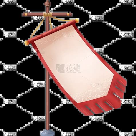 通用插画中式旗帜元素素材 花瓣网