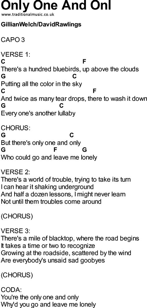 Bluegrass Songs With Chords Only One And Onl