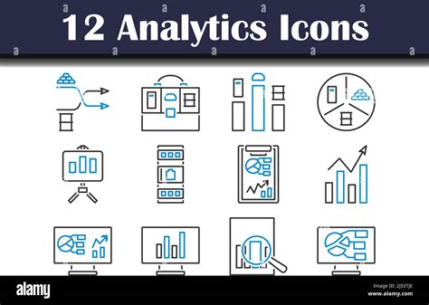 Analytics Icon Set Editable Bold Outline With Color Fill Design Vector Illustration Stock