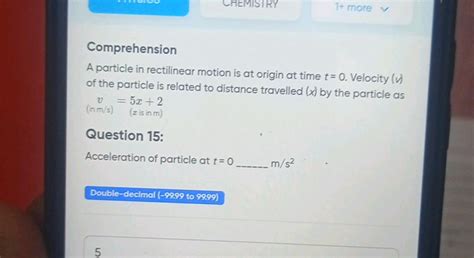 Comprehension A Particle In Rectilinear Studyx