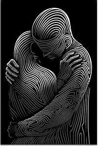 Amazon KerneLight Abstract Body Line Embrace Canvas Wall Art