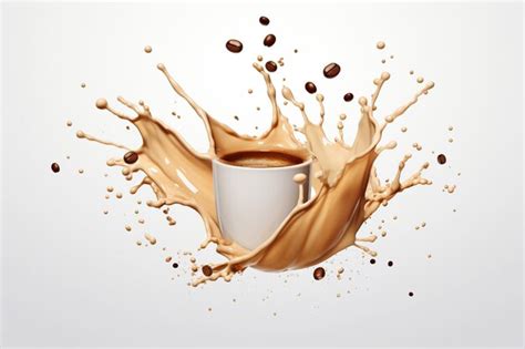 Premium Photo Illustration Of Milk Coffee Splash With Coffee Bean