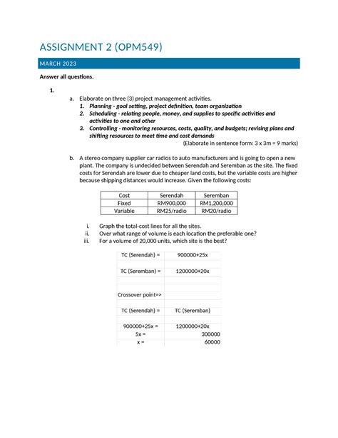Scheme Assignment Assignment 2 Opm549 March 2023 Answer All
