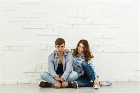 Loving Couple Sitting Together The Couple Is Emotional Stock Image
