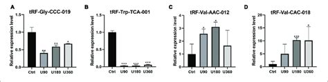 validation of the four selected tsrnas using rt qpcr verification for
