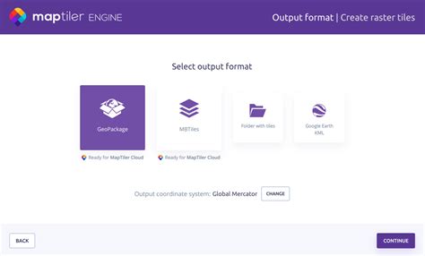 output formats geopackage mbtiles folder guides map tiling hosting data processing