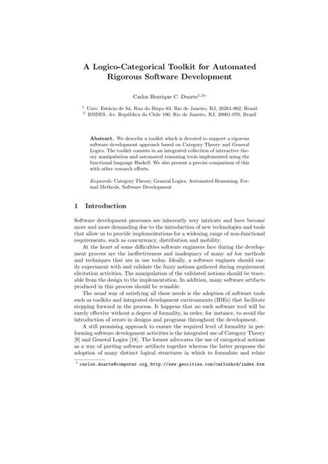 Pdf A Logico Categorical Toolkit For Automated Rigorous Software Development