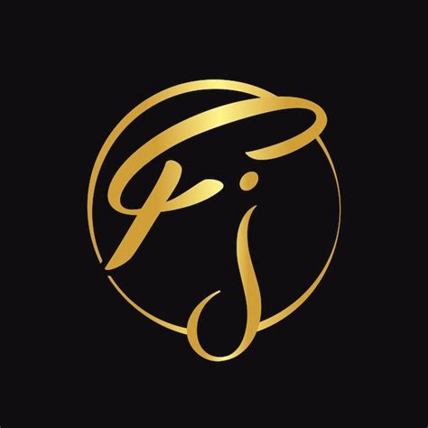 Diseño Inicial De Logotipo De Tipo De Letra De Guión Fj Con Plantilla