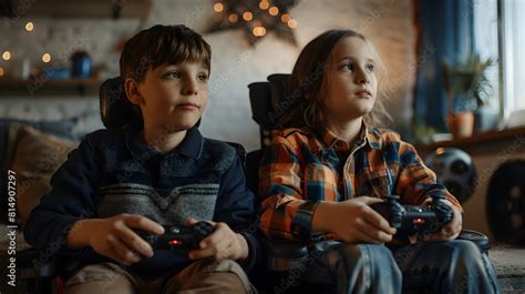 Inclusive Sibling Bonding Photo Realistic Image Of Siblings One With