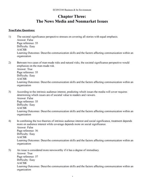 Ch 3 Practice Quiz With Key Chapter Three The News Media And