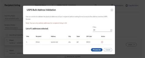 validating bulk address