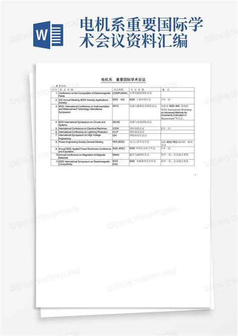 电机系重要国际学术会议资料汇编word模板下载编号lmmerrvk熊猫办公