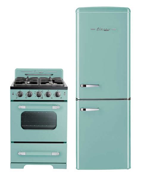 Retro Stoves In Turquoise Mint Green White And Black With A 30