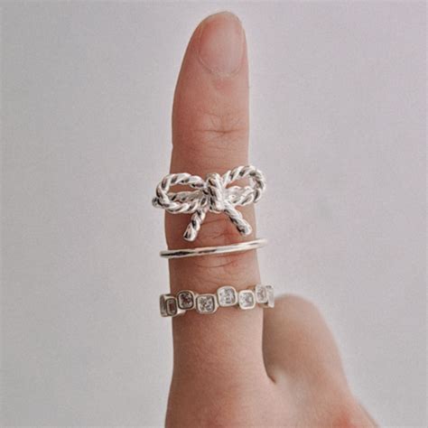 925 Silver 밧줄 빅 리본 오픈반지순은 은 실버 주얼리 에이블리