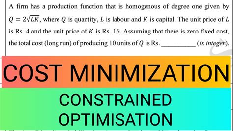 Production Function And Constrained Optimisation Youtube