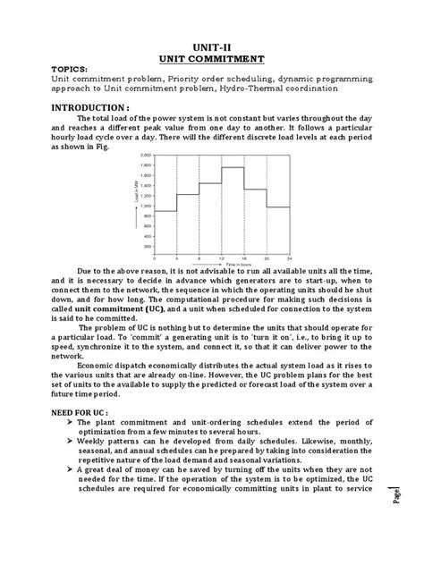 optimal scheduling of thermal power plants solving the unit commitment problem through dynamic
