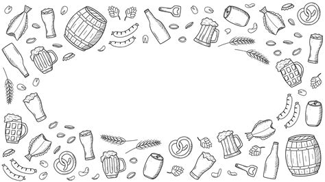 Bier Doodle Symbole Gesetzt Vektorillustration Von Pub Elementen Bier