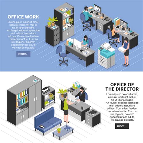 Office Workplaces Banners Set 482374 Vector Art At Vecteezy