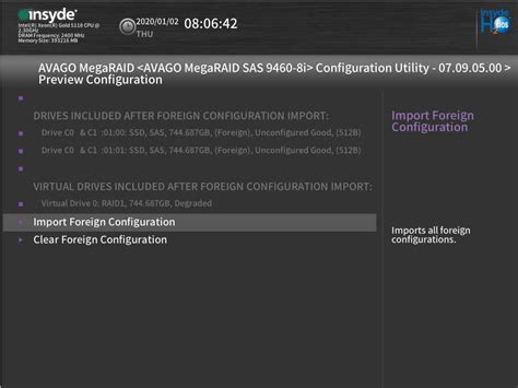 Importing RAID Configuration 9460 8i FusionCube 1000H 1000D 6 0
