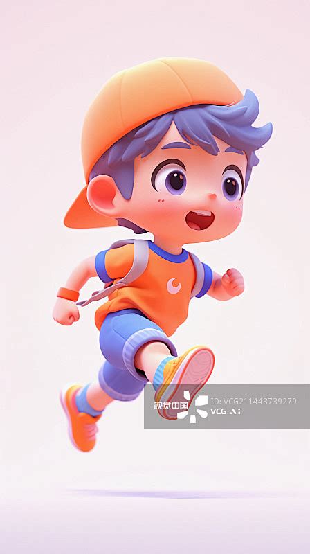 【ai数字艺术】背着书包奔跑的男孩图片素材