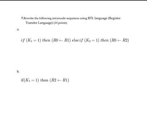 Solved 7rewrite The Following Microcode Sequences Using Rtl