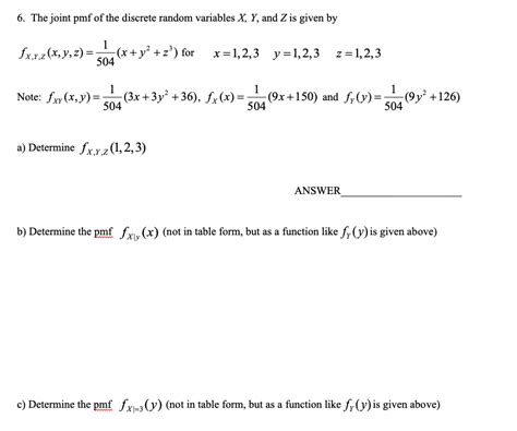 solved 6 the joint pmf of the discrete random variables