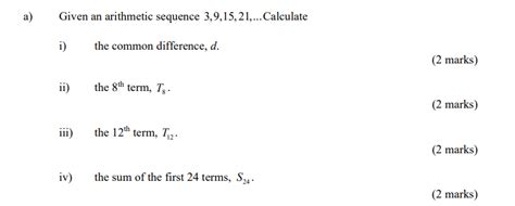 Solved A Given An Arithmetic Sequence 3915 21