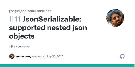 JsonSerializable Supported Nested Json Objects Issue 11 Google Json Serializable Dart GitHub